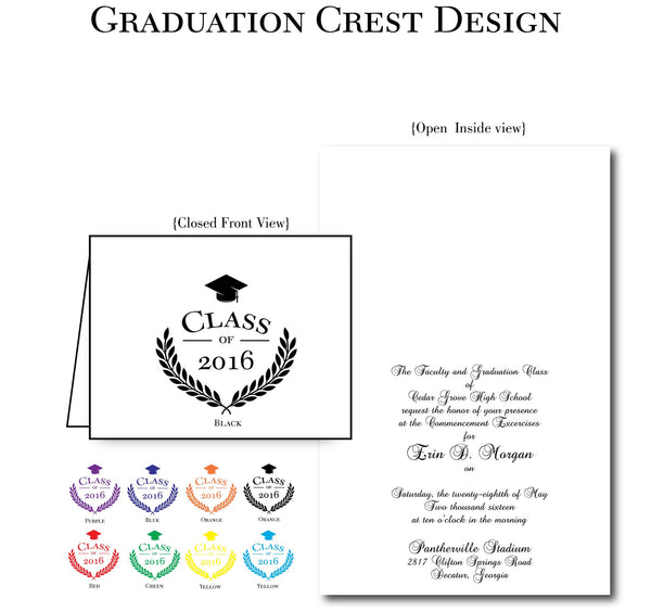 Folded Graduation Announcement w/Crest – T.evenire, Inc.